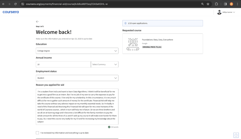 How to apply for financial aid on Coursera: 5 Easy Steps in 2024 ...